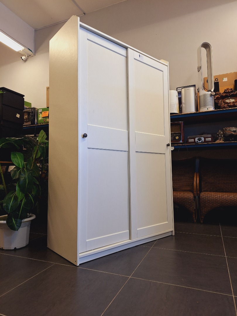 IKEA HAUGA Wardrobe with sliding doors, white, 118x55x199 cm | IKEA ...