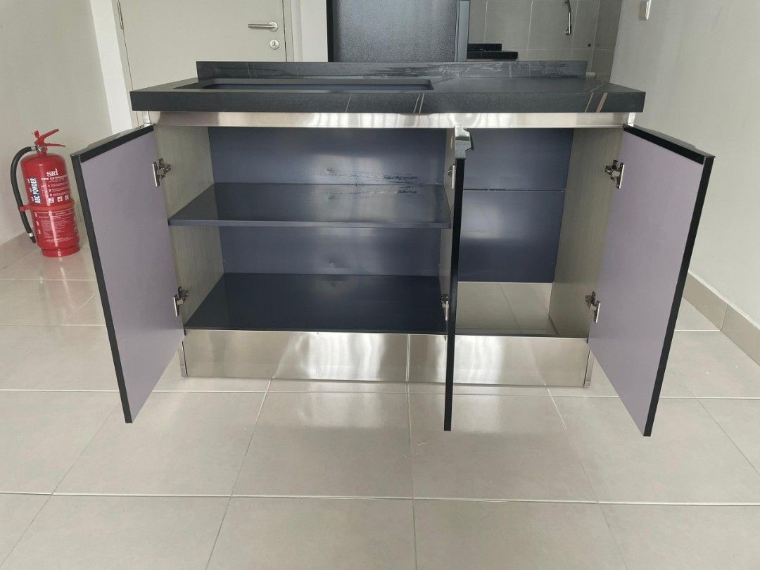 [Kitchen] 120cm + 80cm L Kicthen Cabinet With Sink, Furniture & Home ...