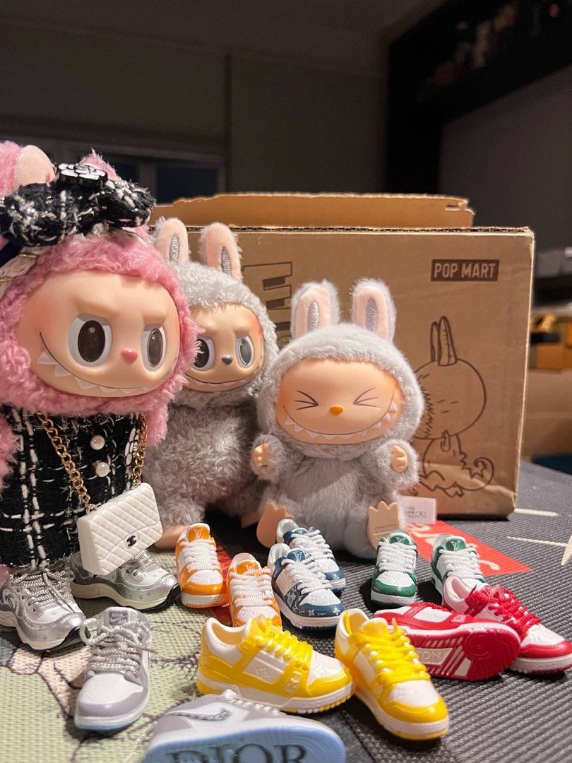 LABUBU luxury LV shoes POPMART 17cm V1 V2 keychain plushie s outfit ...