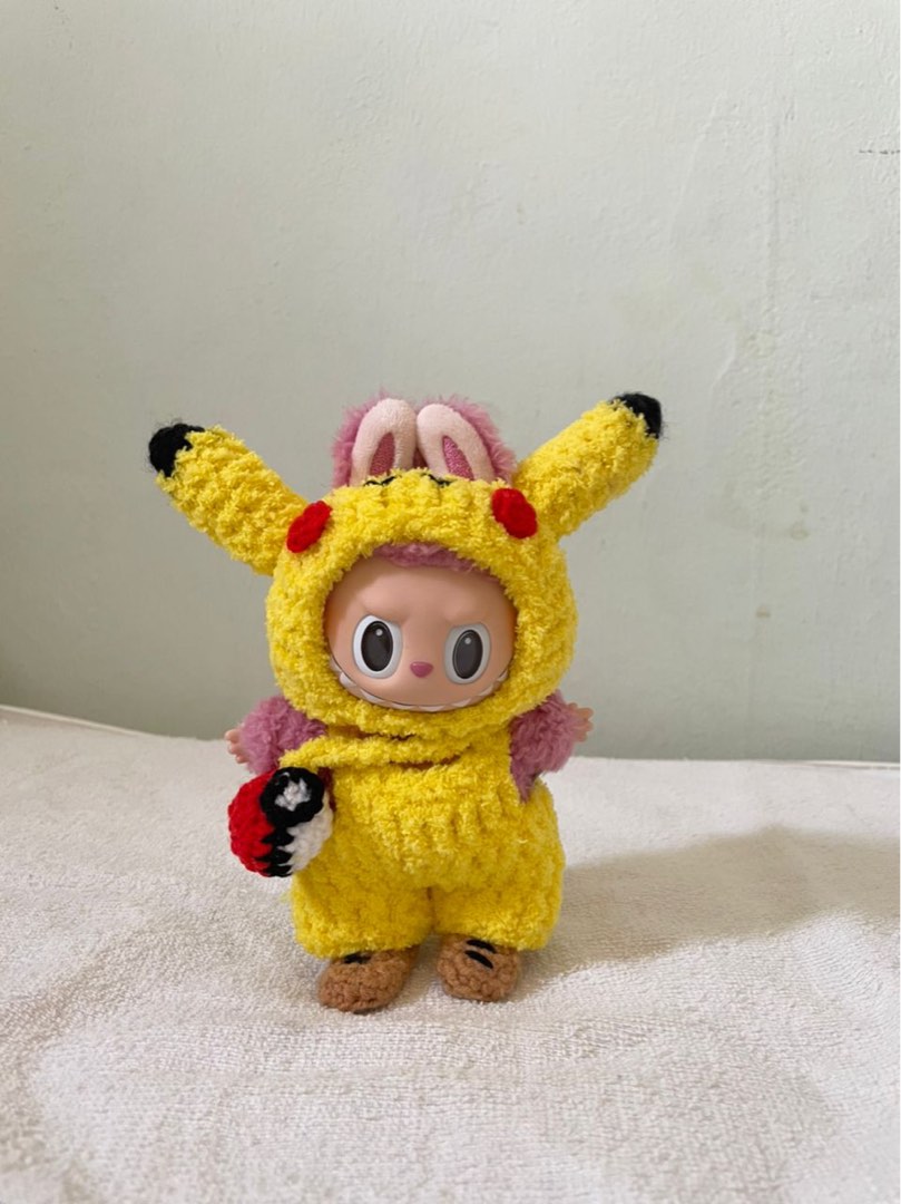 Labubu pikachu clothes outfit crochet v1 popmart, Hobbies & Toys, Toys ...