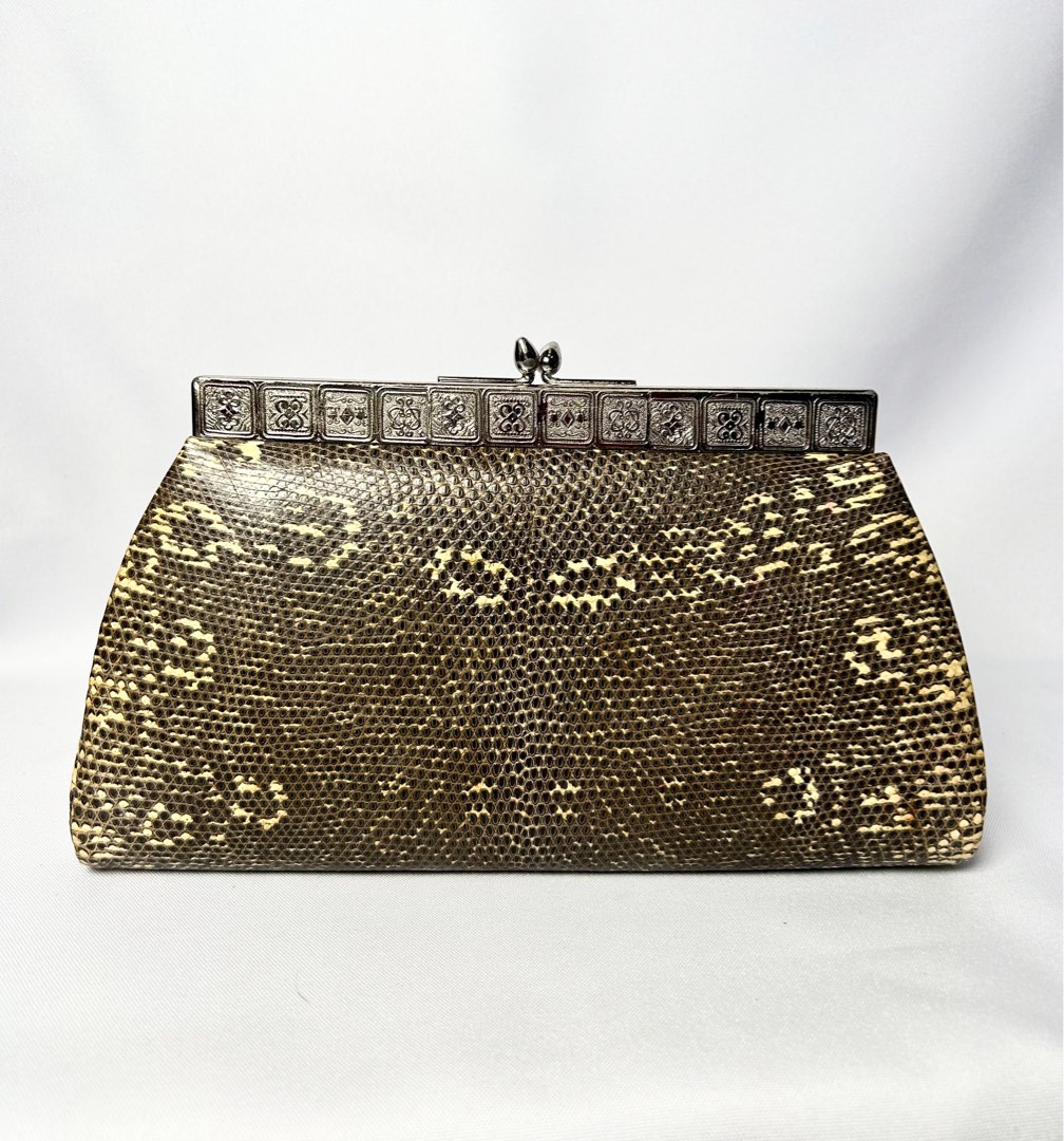 LIZARD Skin Genuine Leather Clutch. Lizard Purse. Evening Bag. vintage ...