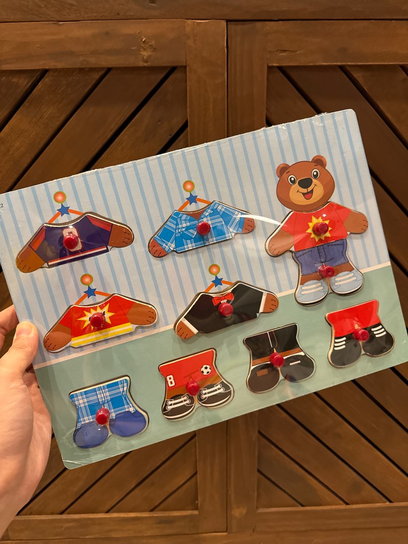 MAKE DO AND GROW Mix and Match Dress-up Bear Wooden Puzzle Board with ...
