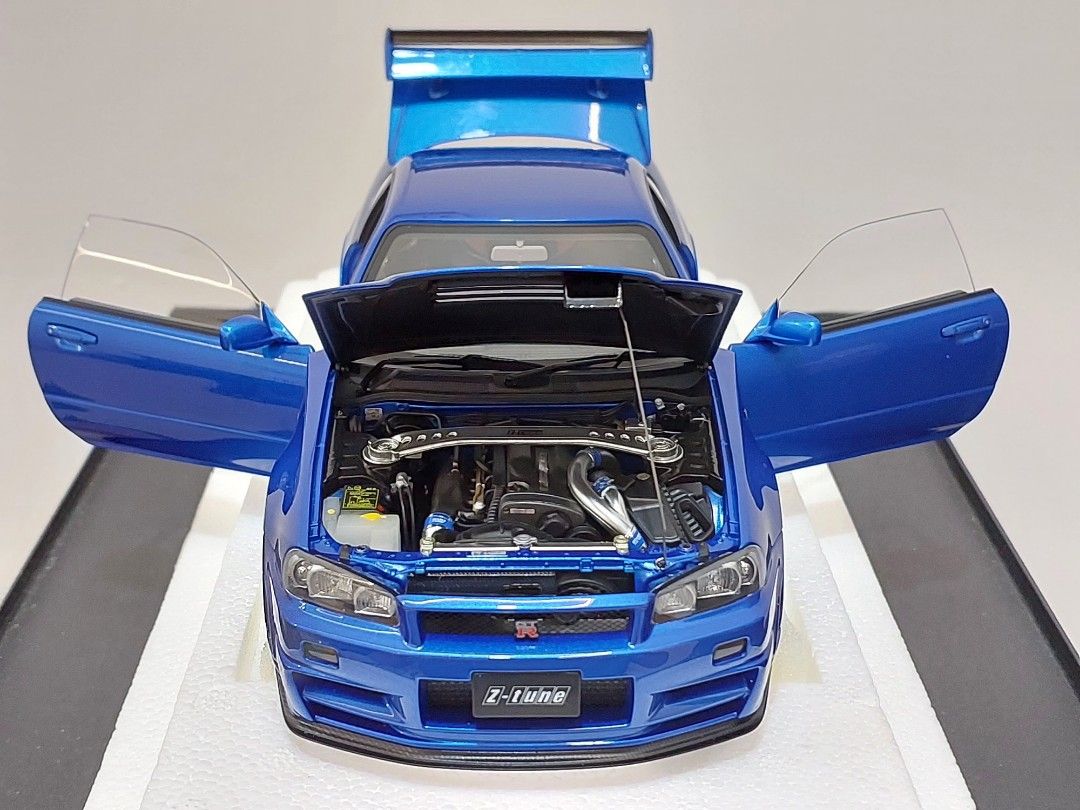 Nissan GTR R34 Blue by AutoArt (1/18 Scale), Hobbies & Toys, Toys ...