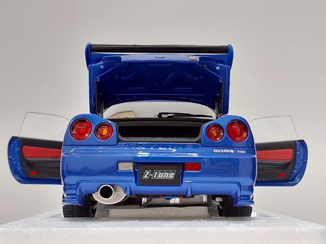 Nissan GTR R34 Blue by AutoArt (1/18 Scale), Hobbies & Toys, Toys ...