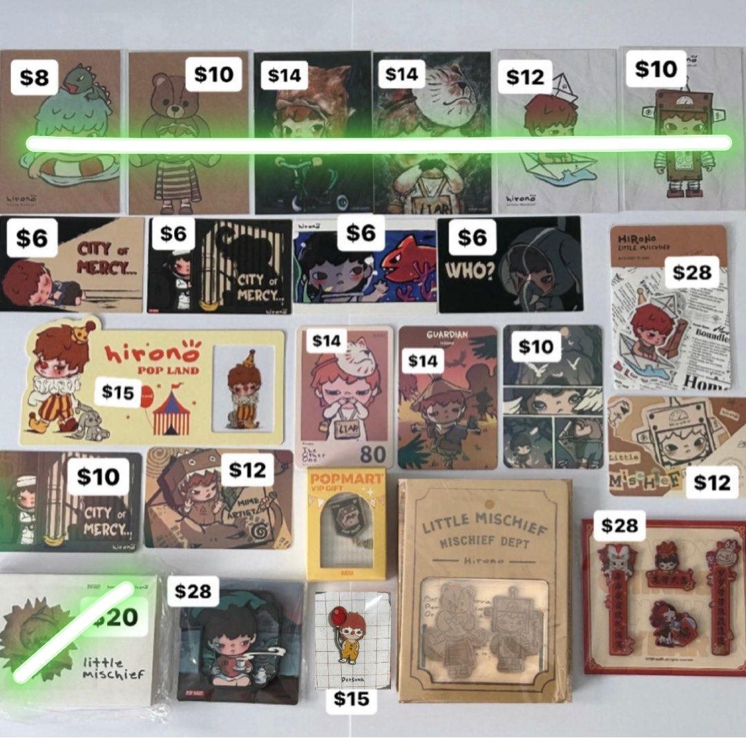 POPMART Hirono Official Merchandise Postcards Stickers Magnets Pouch ...