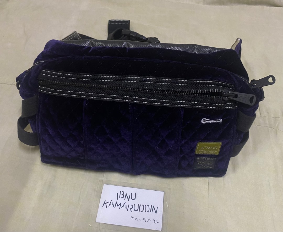 Porter X Atmos Purple Corduroy Waist Bag, Men's Fashion, Bags, Sling ...