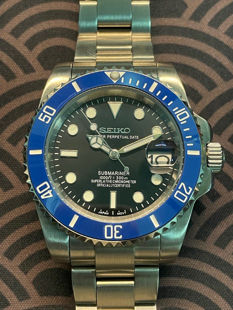 Seiko Custom Mod “Submariner Cookie Monster” 40mm case, Men's Fashion, Watches & Accessories ...