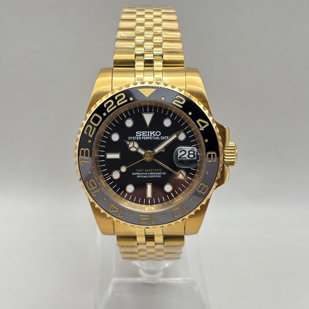 Seiko mod GMT Master II Gold Guinness, Men's Fashion, Watches ...