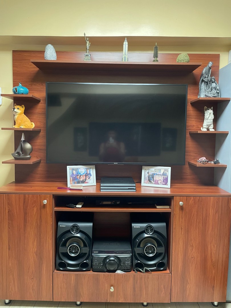 Sony TV (55in) + Component Cabinet + TV backboard, Furniture & Home ...