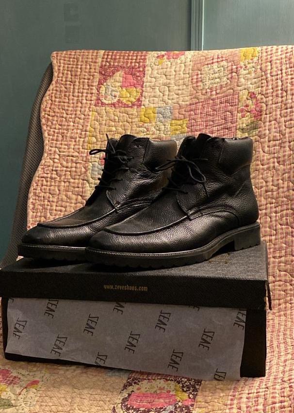 [Free Shipping] ZEVE Blucher Boots [Black Pebble Grain Leather - Combat ...