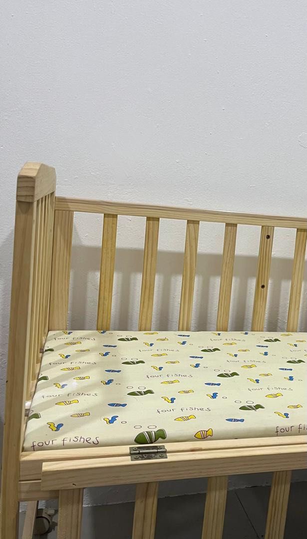 Baby Cot Wooden Kayu, Babies & Kids, Baby Nursery & Kids Furniture ...