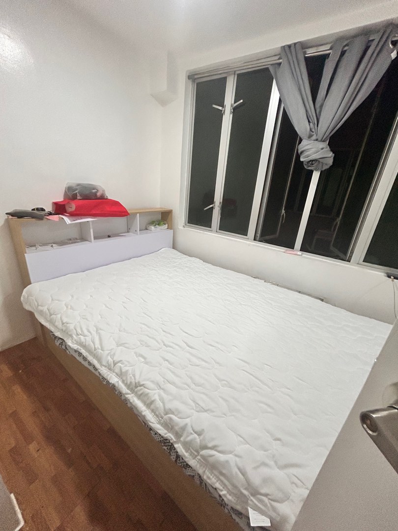 Double size bed frame w/ free laminated plywood, Furniture & Home ...