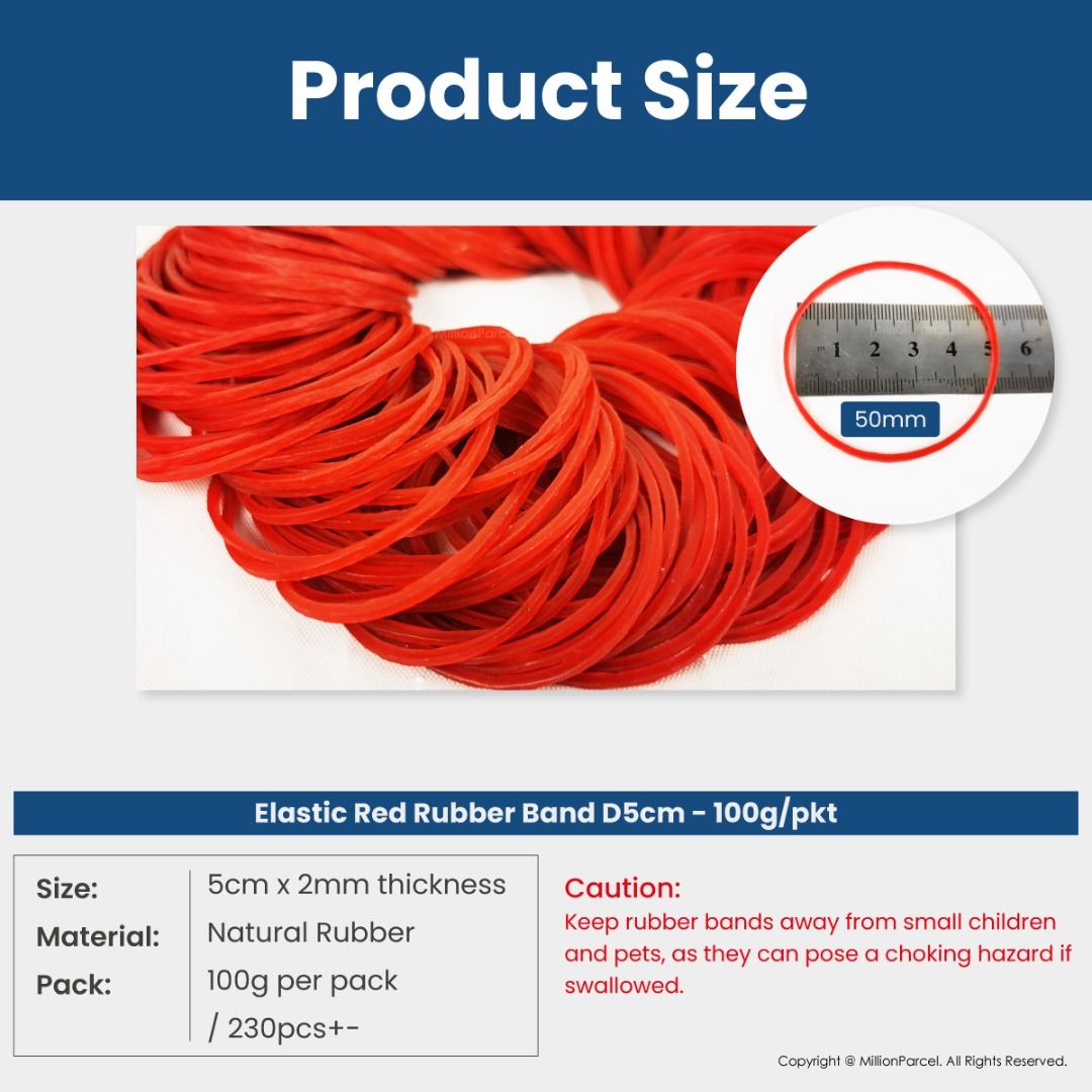 Elastic Red Rubber Band D5cm - 100g/pkt | Rubber Bands | Packaging ...