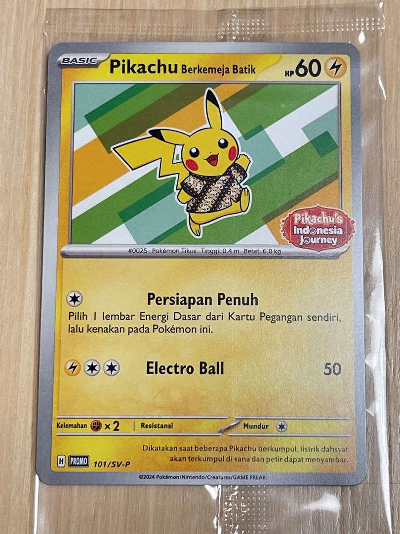 Indonesian Pokemon Trading Card Ptcg Promo 印尼 特典 特別版 限量版 101/SV-P Pikachu 比卡超 全新未開 未用, 興趣及遊戲, 玩具 ...