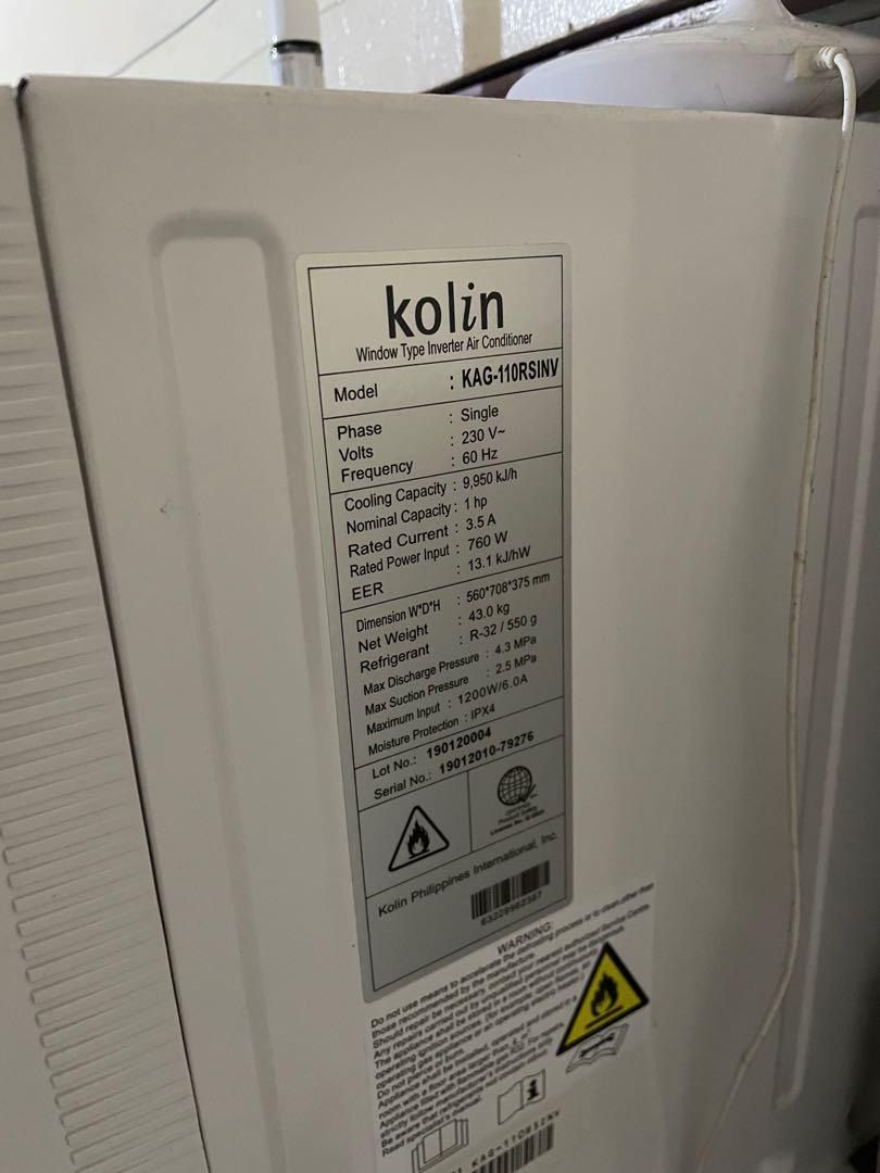 KOLIN Window-type Inverter Aircon FREE Metal Frame, TV & Home ...