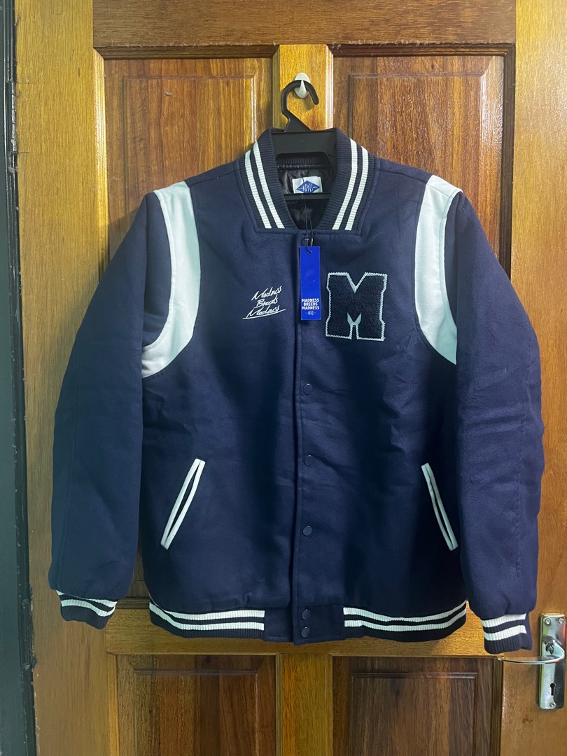 MADNESS VARSITY JACKET NAVY BLUE, Men's Fashion, Coats, Jackets and ...
