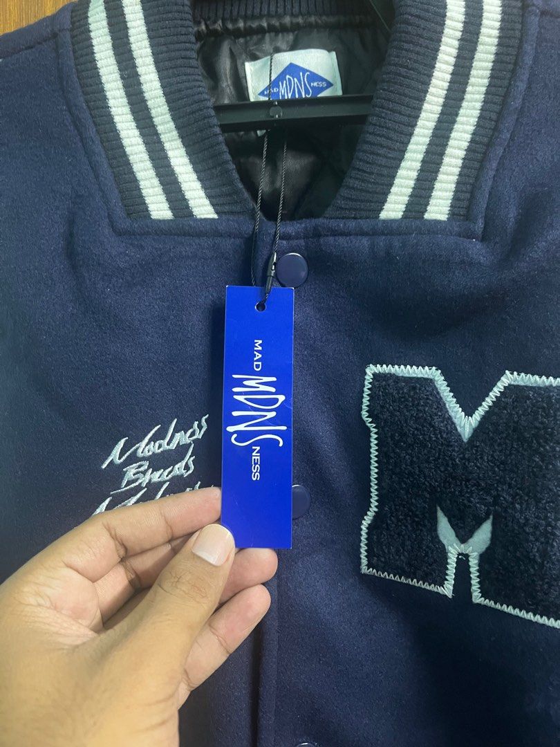MADNESS VARSITY JACKET NAVY BLUE, Men's Fashion, Coats, Jackets and ...