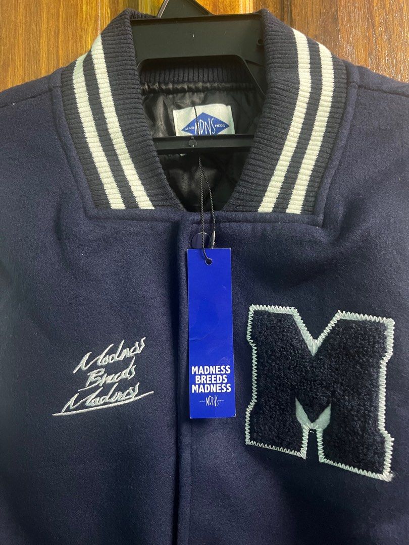 MADNESS VARSITY JACKET NAVY BLUE, Men's Fashion, Coats, Jackets and ...
