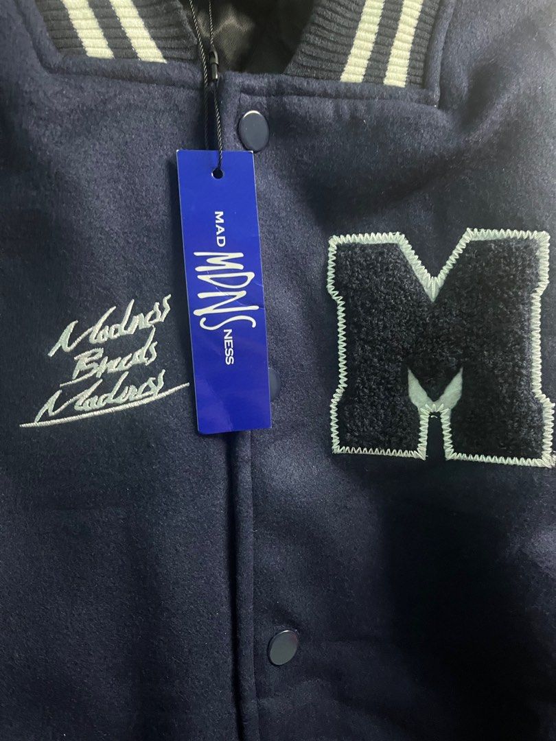 MADNESS VARSITY JACKET NAVY BLUE, Men's Fashion, Coats, Jackets and ...