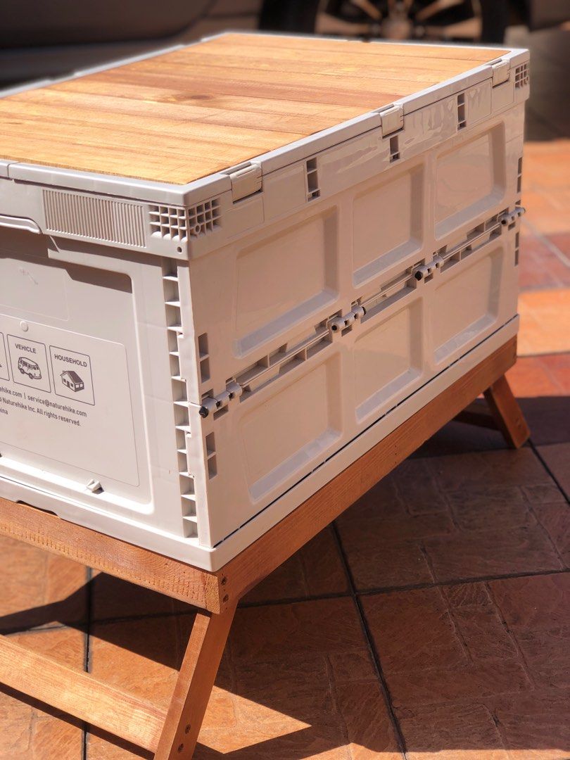 Naturehike 80 liter storage box with stand and wooden desktop, Sports ...