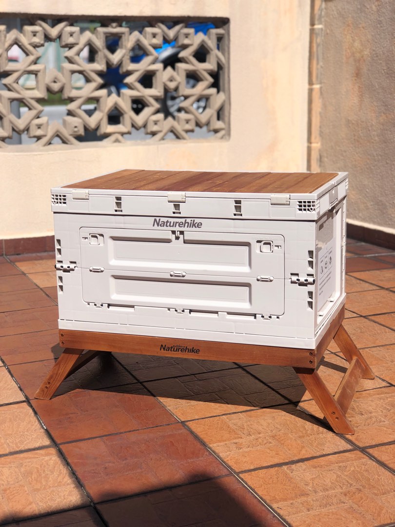 Naturehike 80 liter storage box with stand and wooden desktop, Sports ...