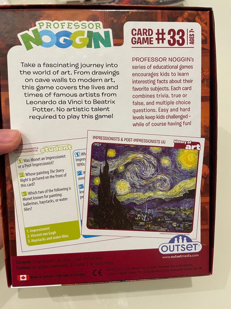 Professor Noggin Card Game History of Art #33, Hobbies & Toys, Toys ...