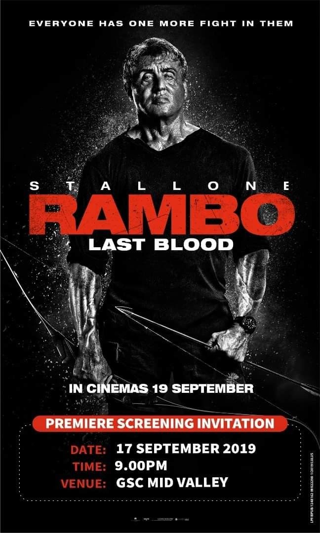 RAMBO: LAST BLOOD (2019) Movie Poster 1-Sided Original 27"x 40" (Local ...
