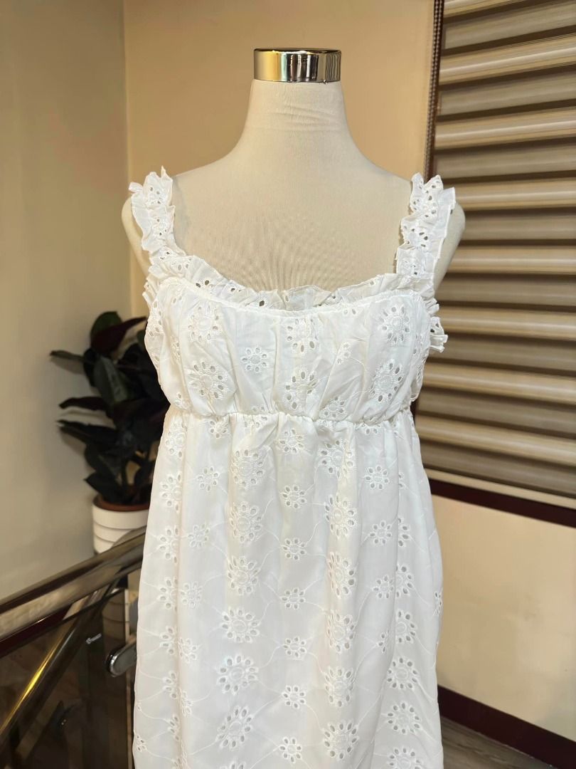 MESSAGE ME Shein Premium Empire Bustier Eyelet Mini Dress White Mini ...