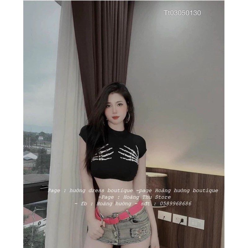 Skull Hand Swag Hot Sexy Crop Top, Women's Fashion, Tops, Blouses on ...