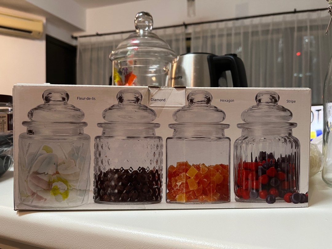 SSF Glass canisters/mini storage jars, Furniture & Home Living ...