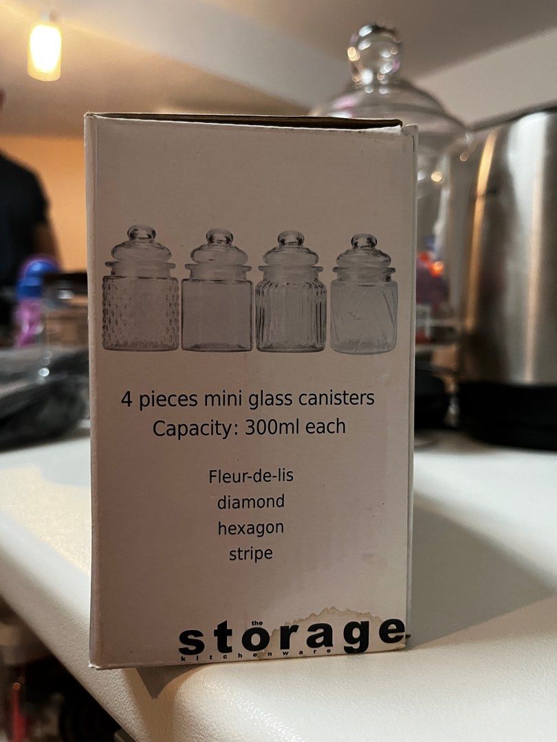 SSF Glass canisters/mini storage jars, Furniture & Home Living ...