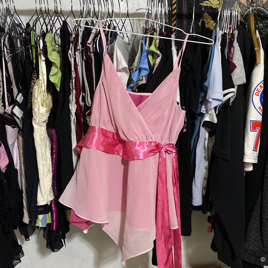 Vintage Valerie Stevens Pink Chiffon Cami Top, Women's Fashion, Tops ...