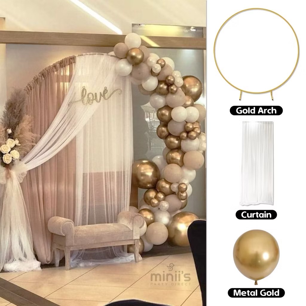 2 meter Gold Metal Round Arch (frame only), Furniture & Home Living ...