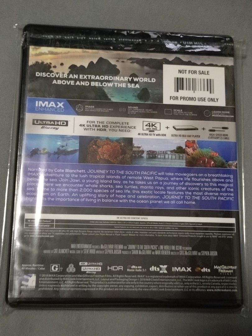 4KUHD Blu-ray DTS X IMAX Enchanced Journey To The South Pacific HDR+ 南太平洋之旅海洋記錄片試機4K藍光碟BD, 興趣及遊戲 ...