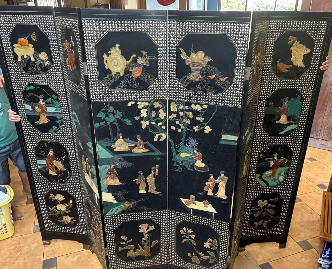 6 Panel Room Divider Chinese Jade, Furniture & Home Living, Home Decor ...