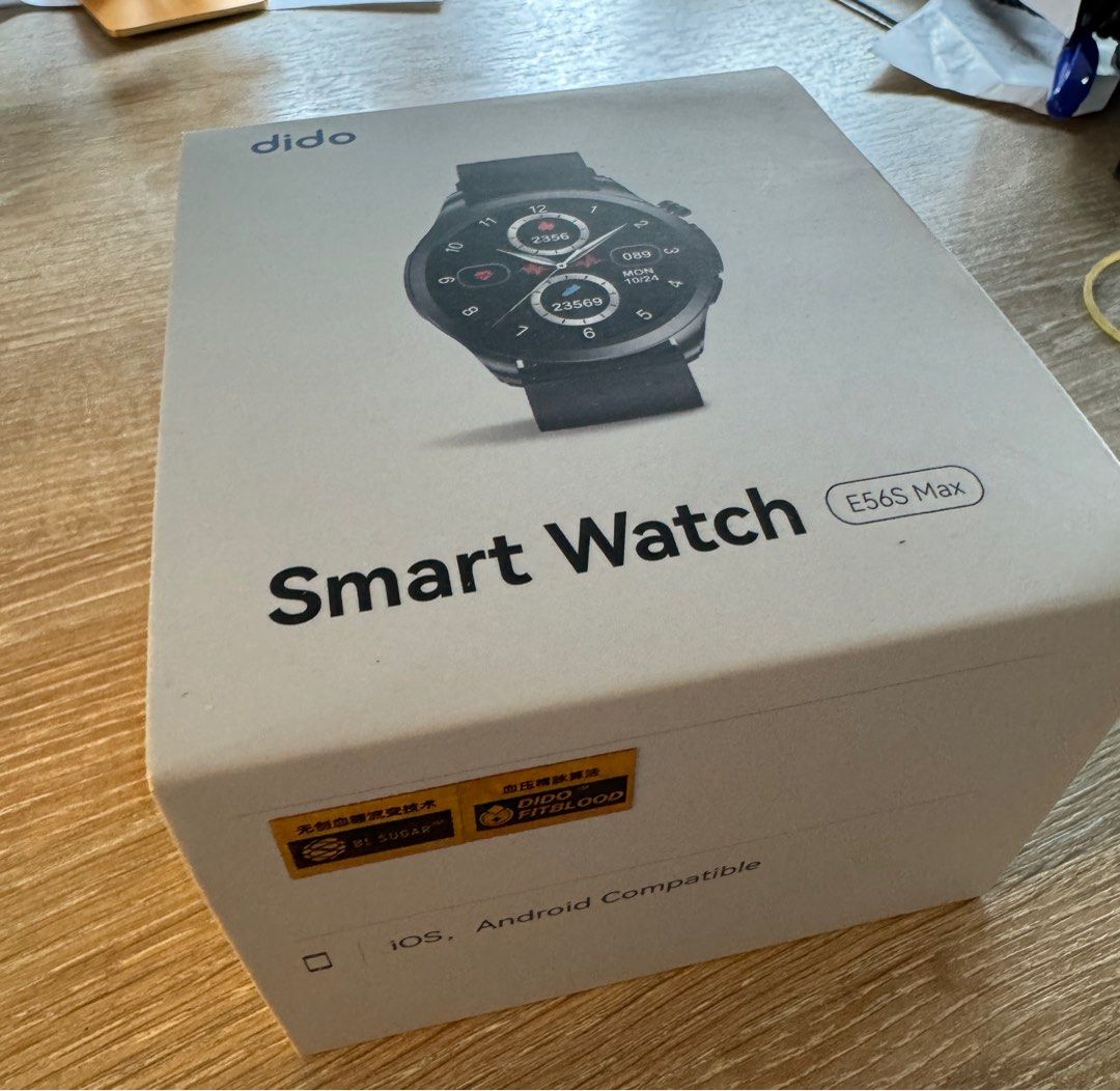 智能手錶 檢測血糖錶 smart watch blood sugar monitor Dido E56S Max, 手提電話, 智能穿戴裝置及智能手錶 - Carousell