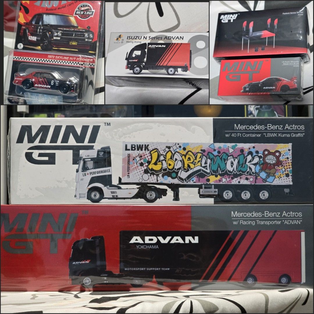 Advan Mini gt hot wheels tiny skyline rlc mercedes benz actros isuzu ...