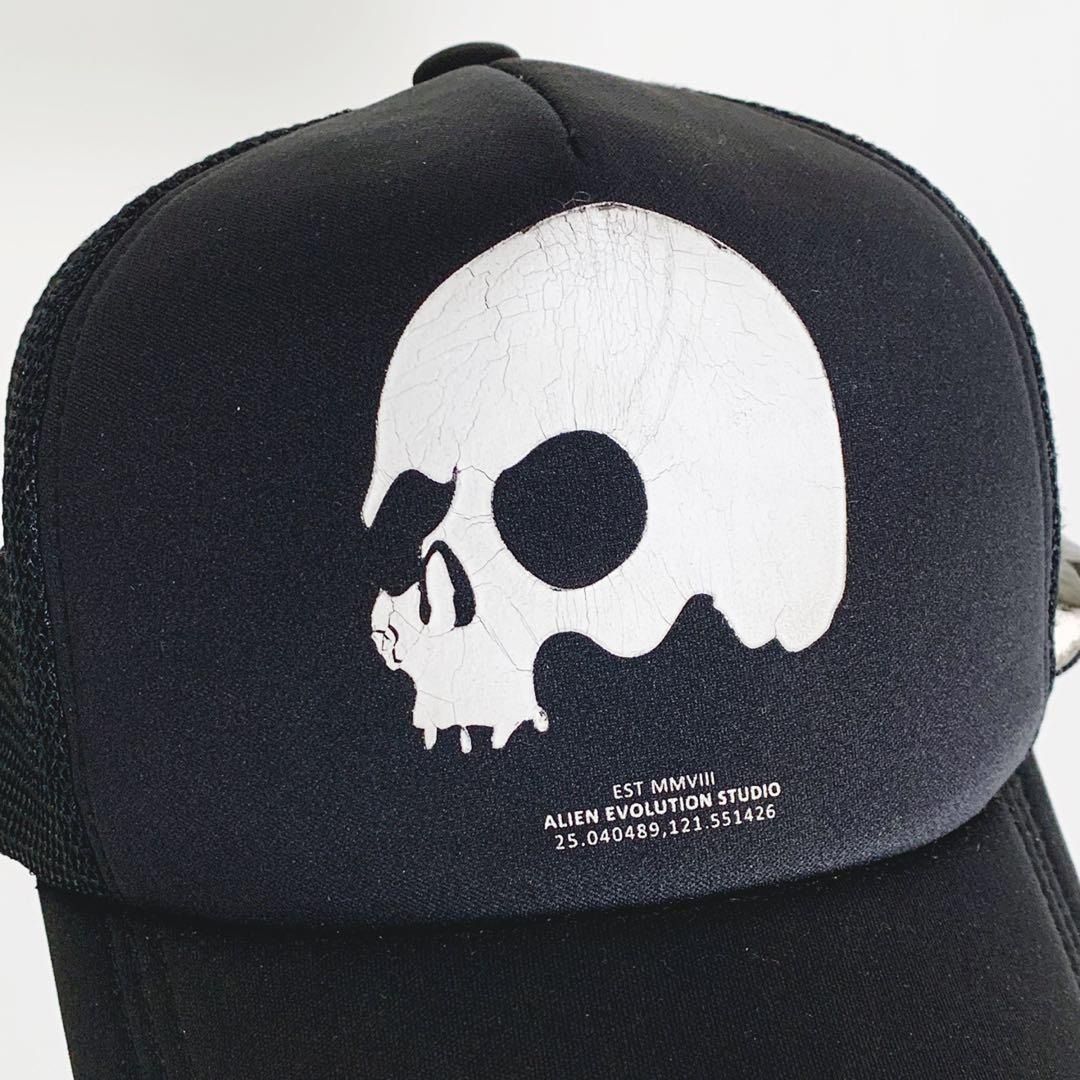 AES ALIEN EVOLUTION STUDIO LOGO 經典 早期 骷髏頭 卯釘 網帽 黑白配色 OTH-M TP0_2409 TP0_24, 他的時尚, 手錶及配件, 帽子在旋轉拍賣