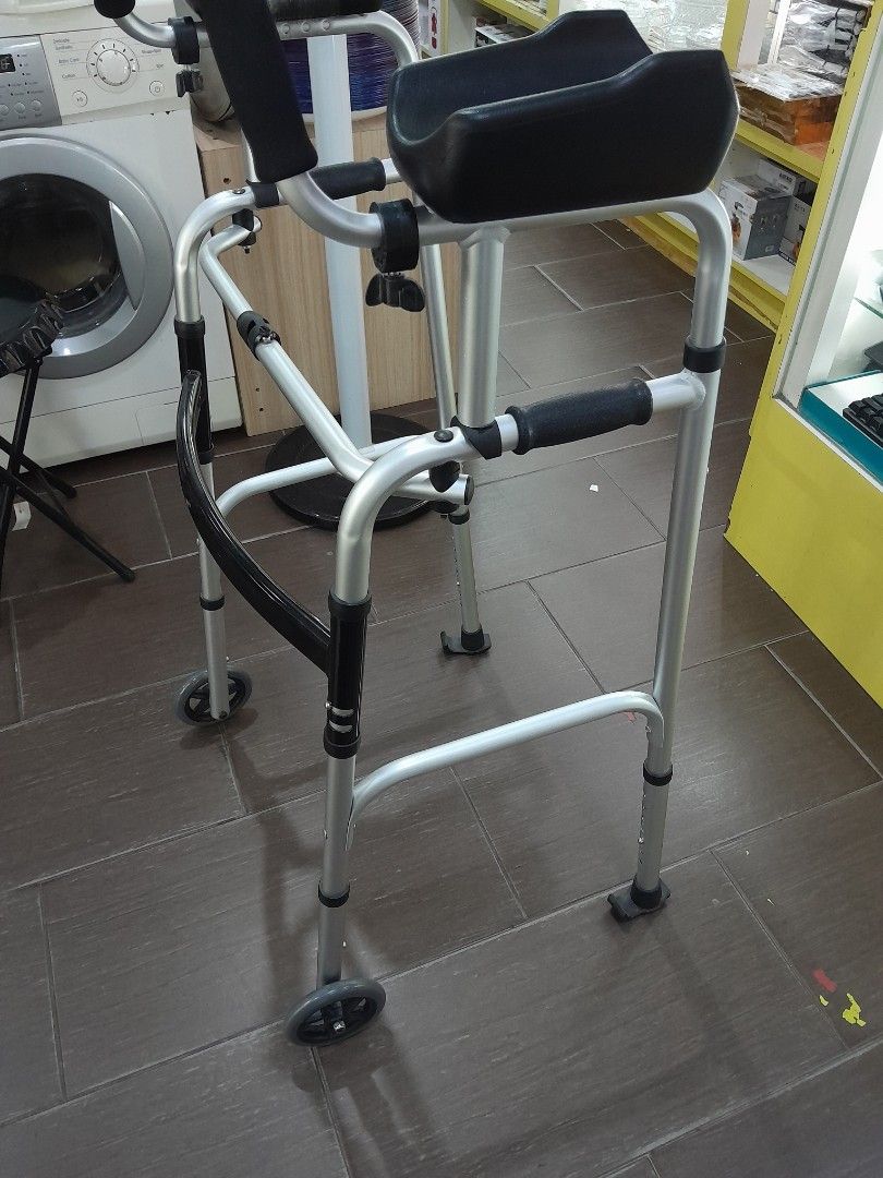 Aluminium Silver Black Elbow Support Walking Frame Foldable, Everything ...