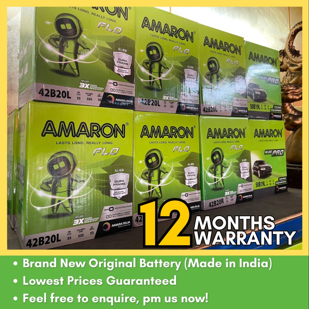 AMARON BATTERY 42B20L (FREE INSTALLATION & WARRANTY) Honda Fit | Honda Jazz | Kia Picanto ...