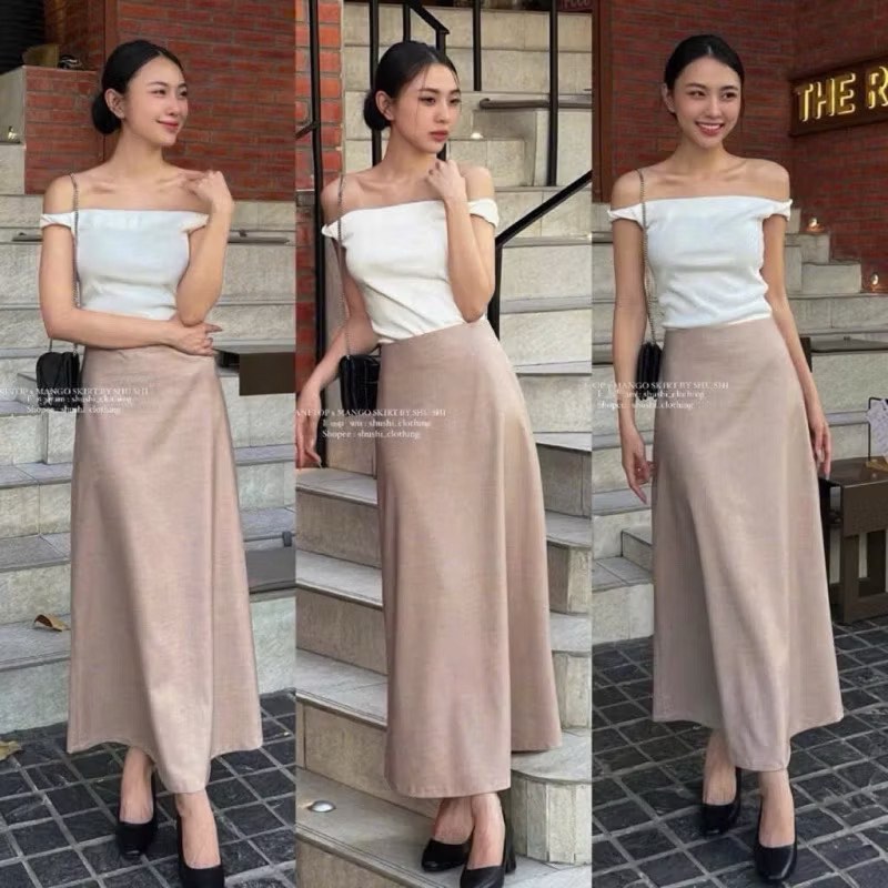 Beige Linen Long Skirt w Inner Lining, Women's Fashion, Bottoms, Skirts ...