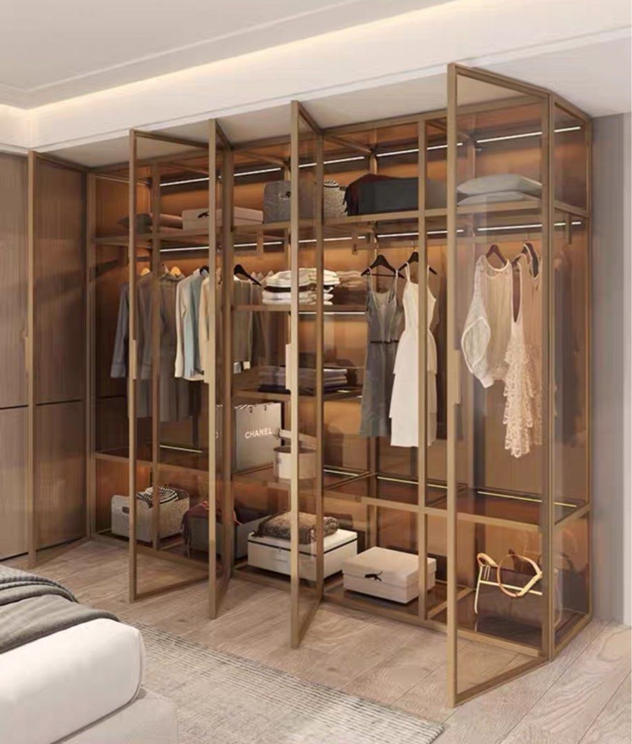 CALMIRA Modern Glass Wardrobe, Furniture & Home Living, Furniture ...