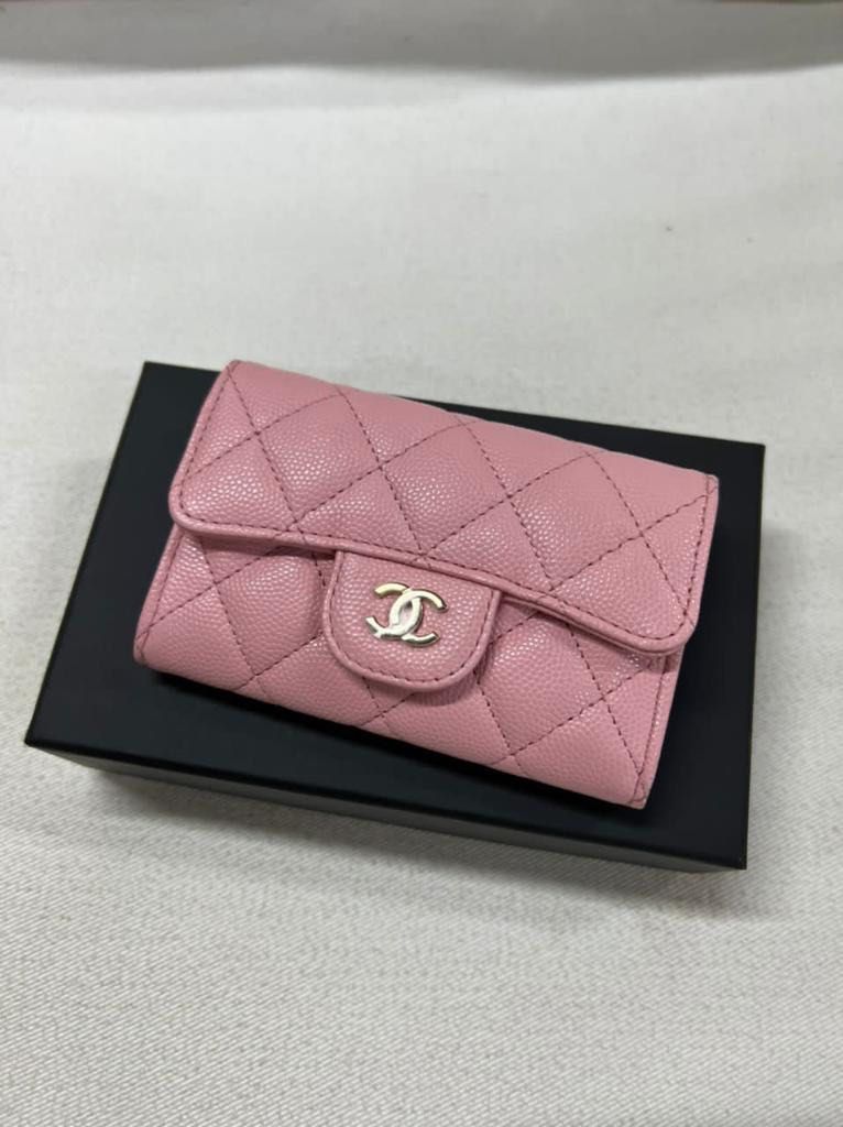 Chanel Flap Card Holder Pink, Luxury, Bags & Wallets on Carousell