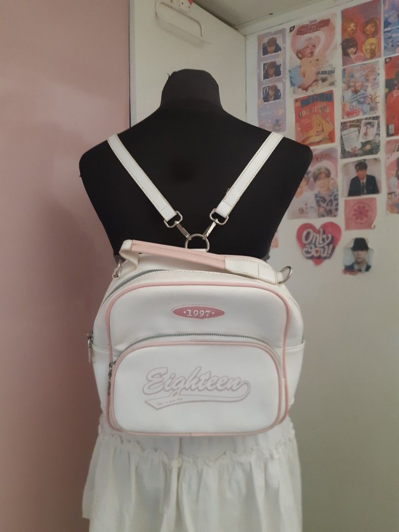 coquette dollete aesthetic baby pink white 2 way back pack sling bag ...