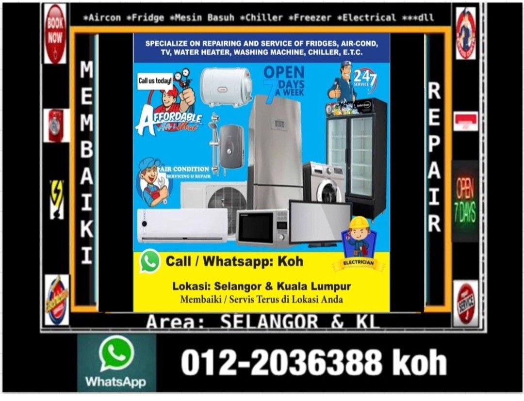 Fridge freezer chiller Refrigerator Peti sejuk REPAIR Washer WASHING ...