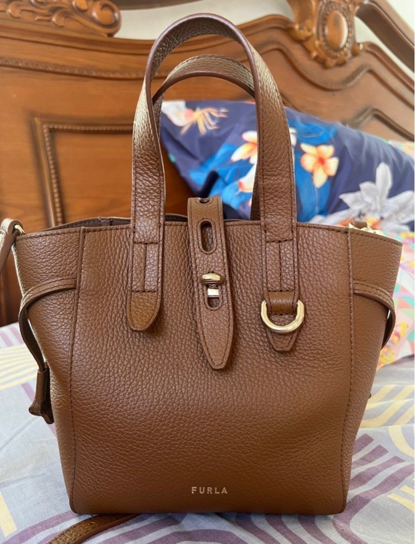 Furla Net Mini Tote Bag (pebbled), Luxury, Bags & Wallets on Carousell