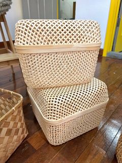 IKEA Storage Organiser Box SMARRA Box with lid, bamboo woven, Furniture ...