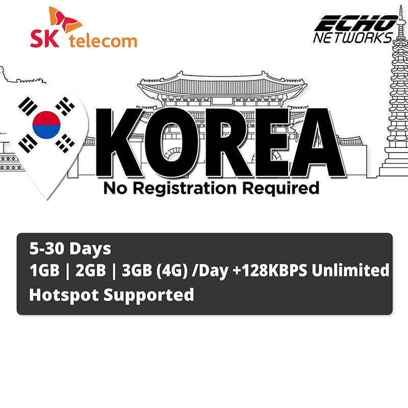 [Korea- SK Telecom] 5-30 Days | 1GB/2GB/3GB(4G)/Day Data SIM Card | Plug and Play | No ...