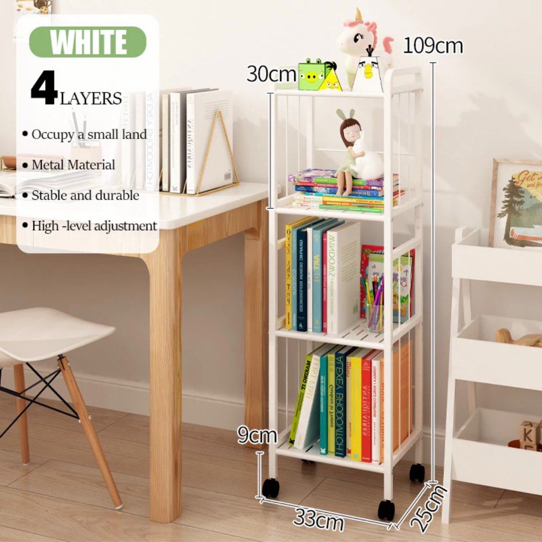 Movable Metal Bookshelf | Durable Metal Book Shelf | Living Room Shelf ...