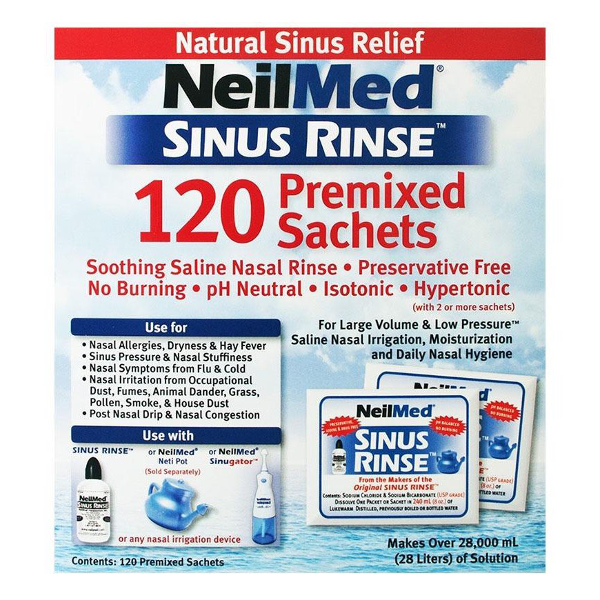 Neil Med Sinus Rinse 120 premix sachets, Health & Nutrition, Medical ...